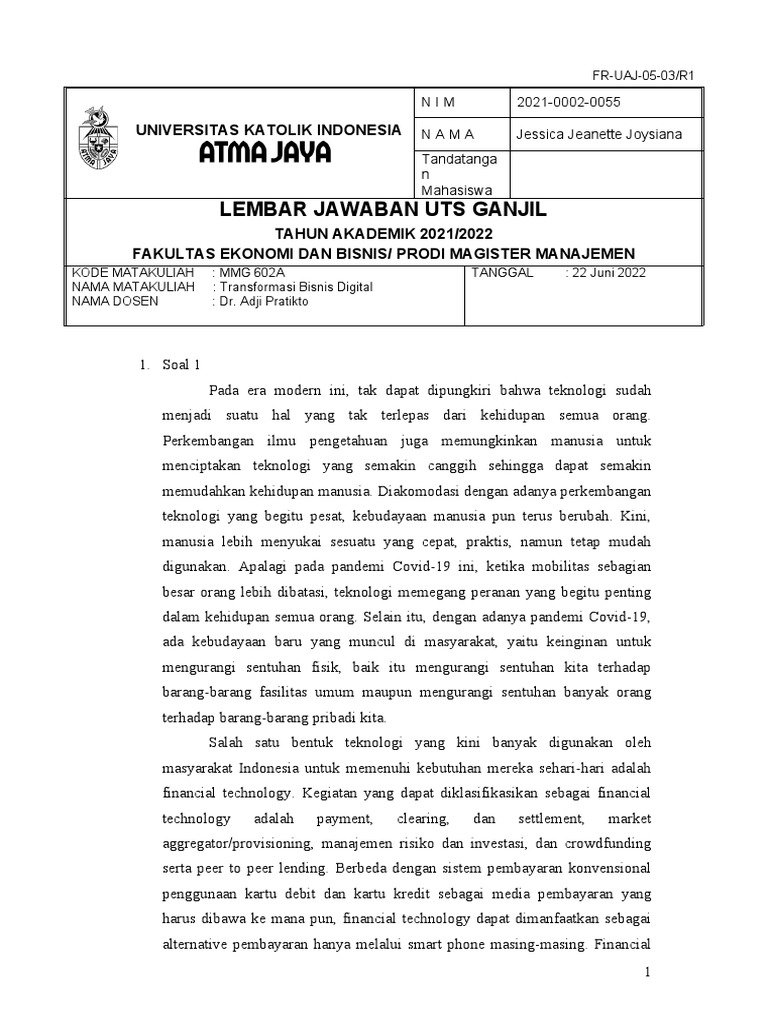 Tranformasi Digital - Jessica Jeanette Joysiana | PDF