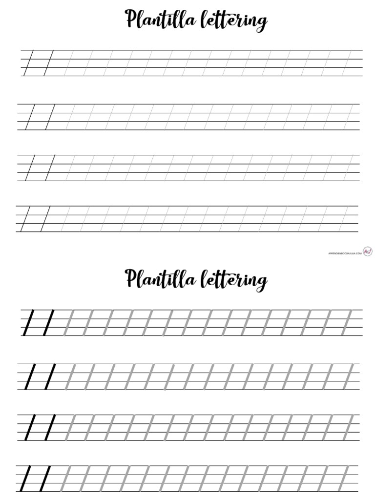 PLANTILLA PRACTICAR LETTERING TRAZOS - Cleaned | PDF