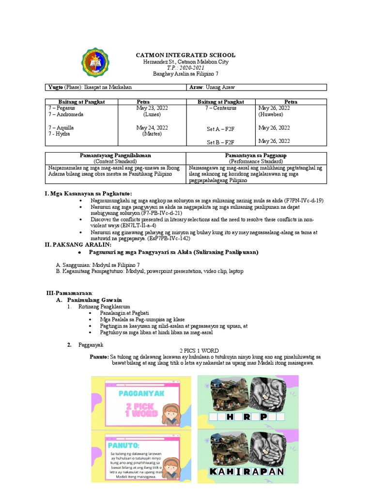 Lesson Plan Sa Filipino | PDF