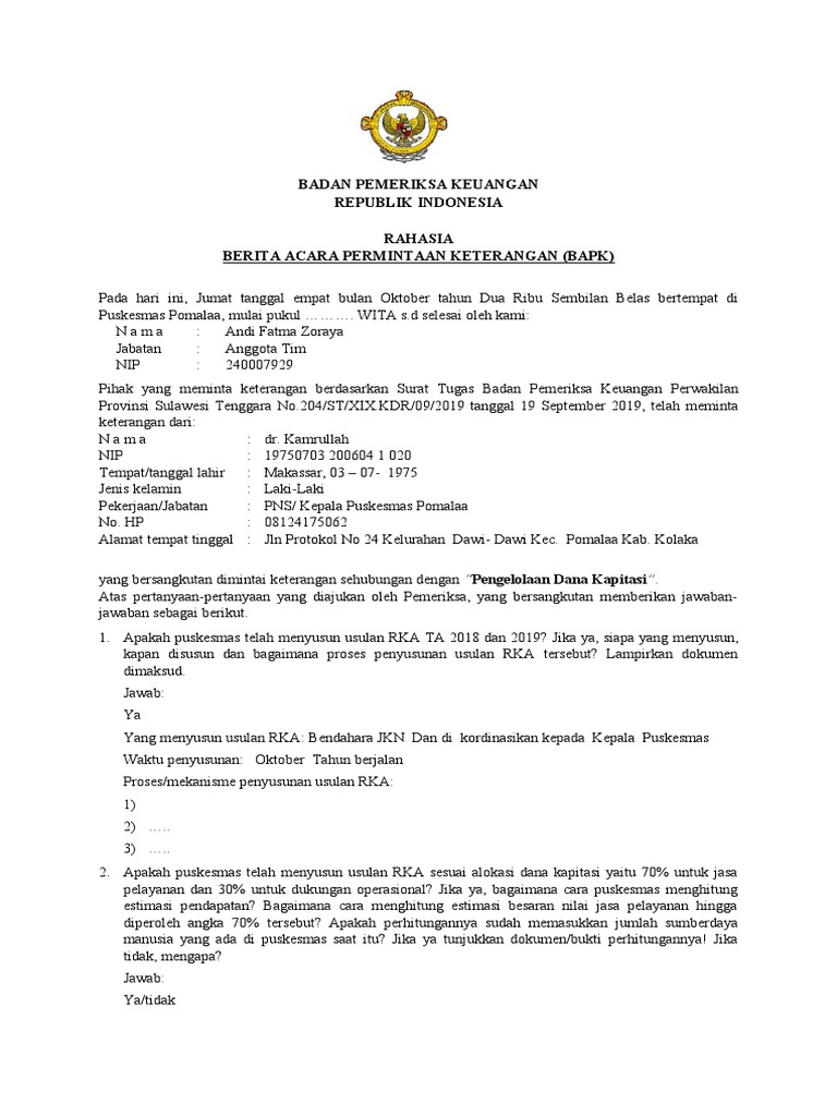 Form BAPK Kapus | PDF