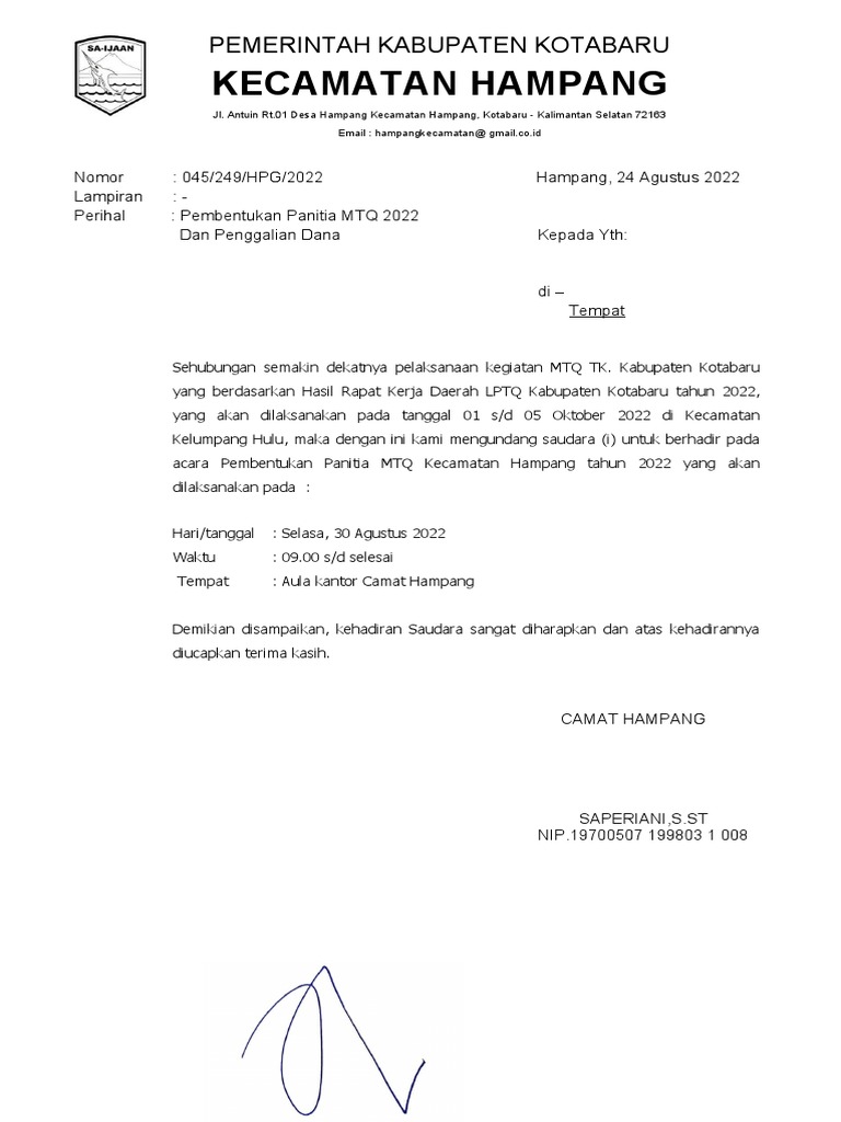 Undangan MTQ 2022 | PDF