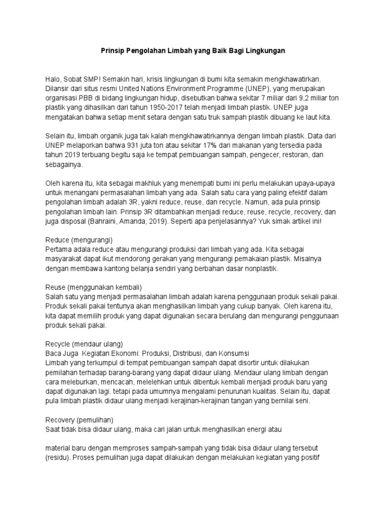 Pengolahan Limbah Yang Baik | PDF | Kesehatan Holistik | Sains & Matematika