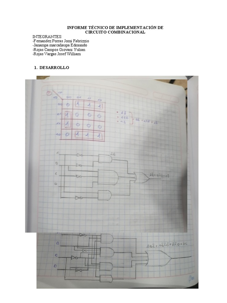 INFORME TÉCNICO DE IMPLEMENTACIÓN DE CIRCUITO COMBINACIONAL | PDF