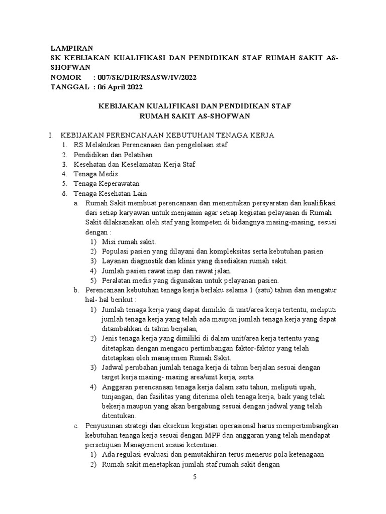 Lampiran SK Kualifikasi Dan Pendidikan Staf | PDF
