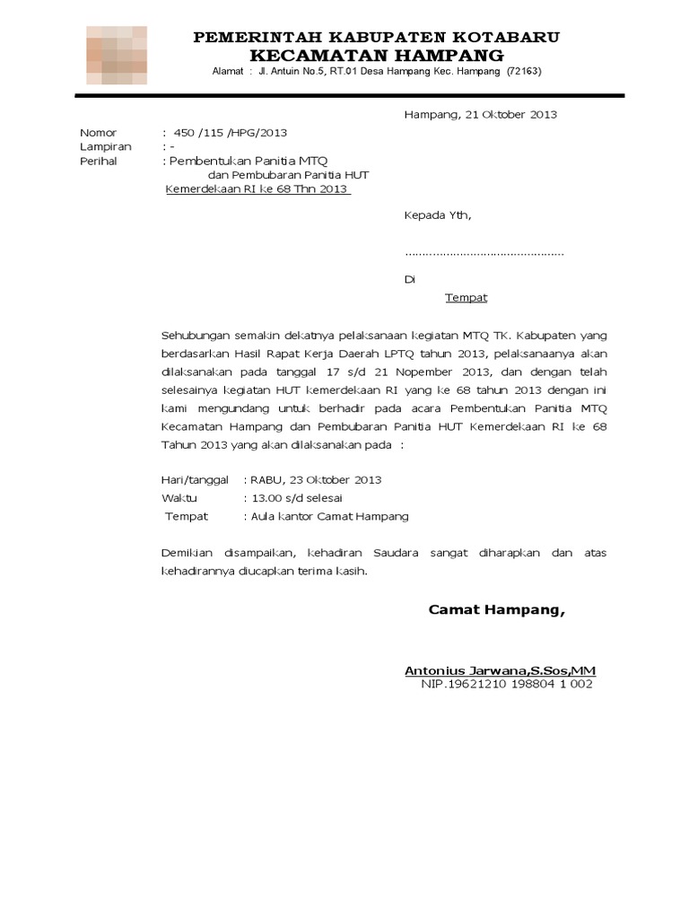 Undangan MTQ 2013 | PDF