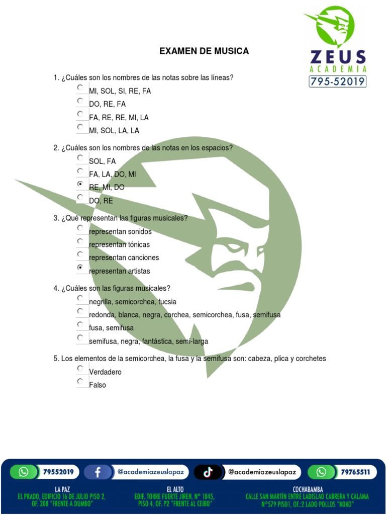 Examenes de Educaci - N Musical | PDF | Escala (música) | Formas musicales