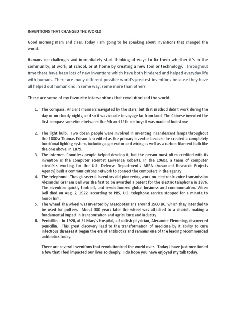 Inventions That Changed The World | Download Free PDF | Telephone ...