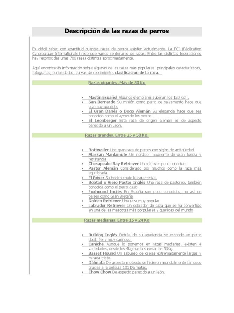 Descripción de Las Razas de Perros | PDF | Perros | Terriers