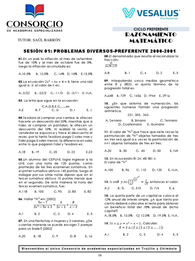 Preferente 01 | PDF | Matemáticas | Aritmética