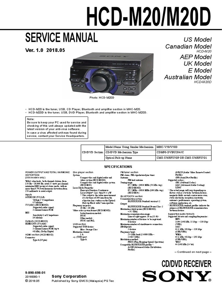 Sony - HCD m20, HCD m20d | PDF | Bluetooth | Amplifier