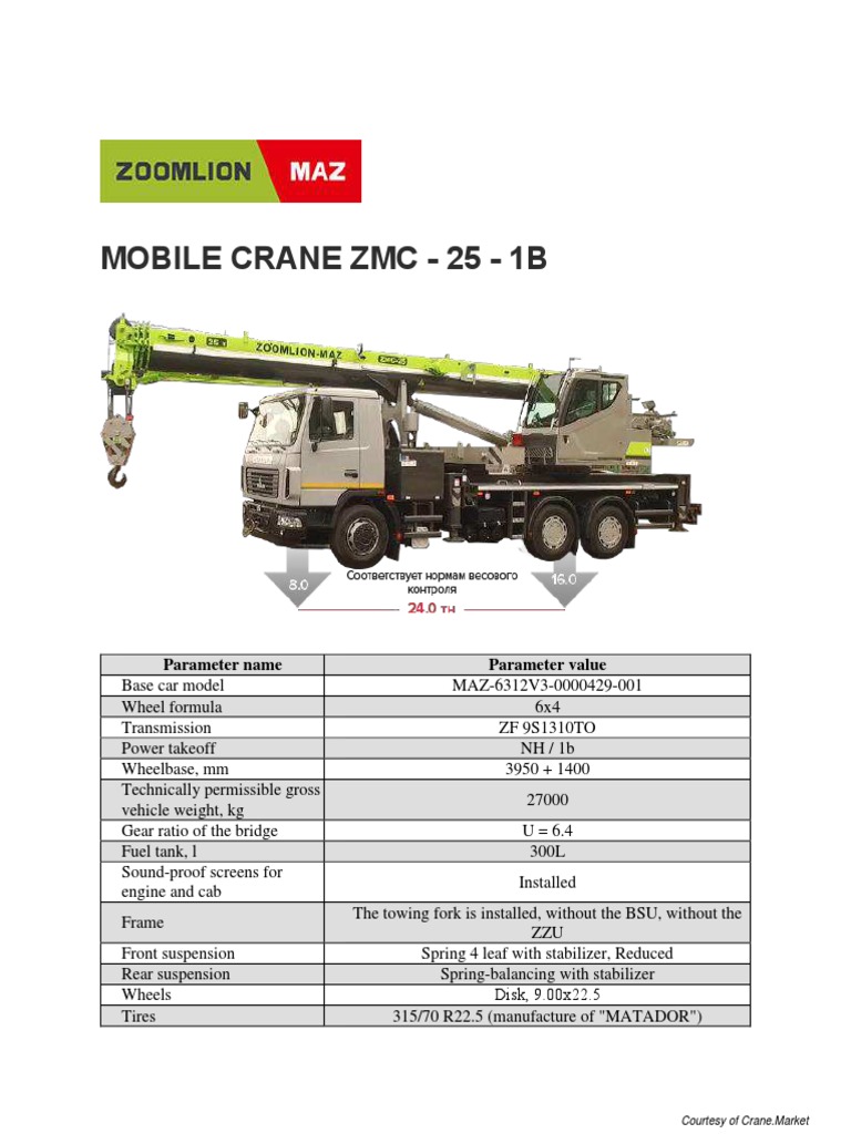 Zoomlion Maz Truck Cranes Spec 2a7200 | PDF | Crane (Machine) | Truck