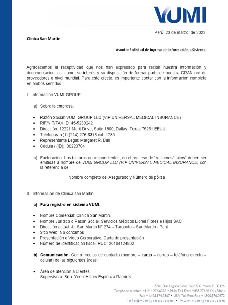 3.solicitud Ingreso Al Sistema Vumigroup 2023 | PDF | Business