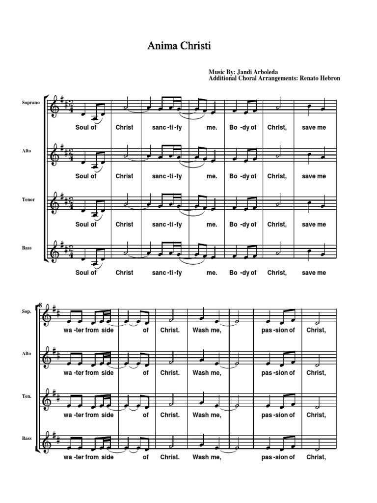 Anima Christi Satb | Download Free PDF | Human Throat | Choral Compositions
