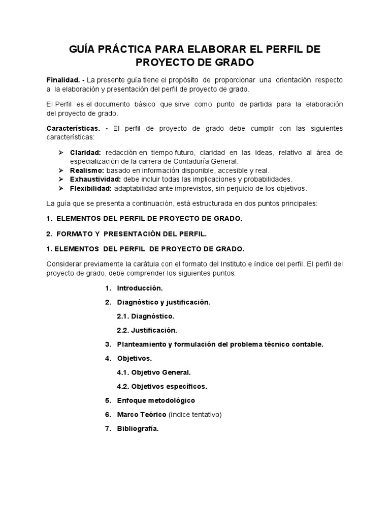 Guía Práctica para Elaborar Perfil de Proyecto de Grado 2023 | PDF | Asunto (gramática) | Teoría