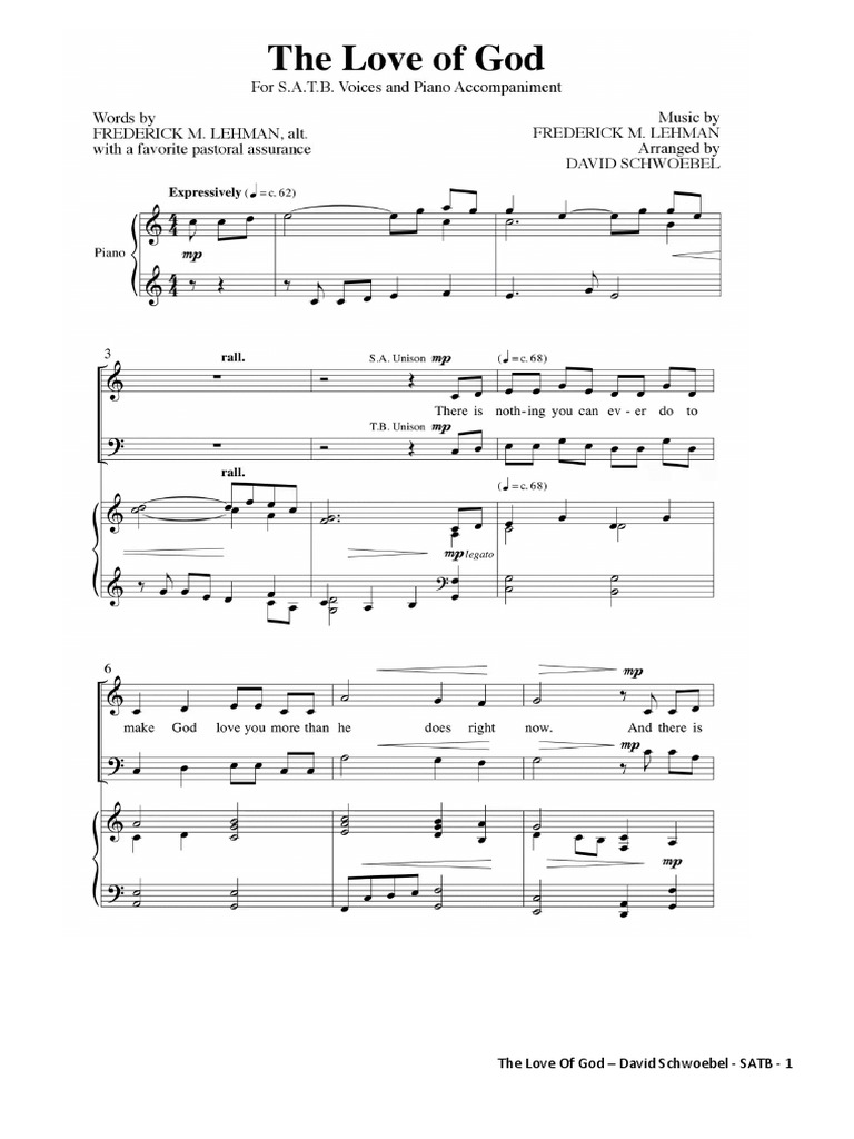 The Love of God - David Schwoebel SATB | PDF | Cooking, Food & Wine ...