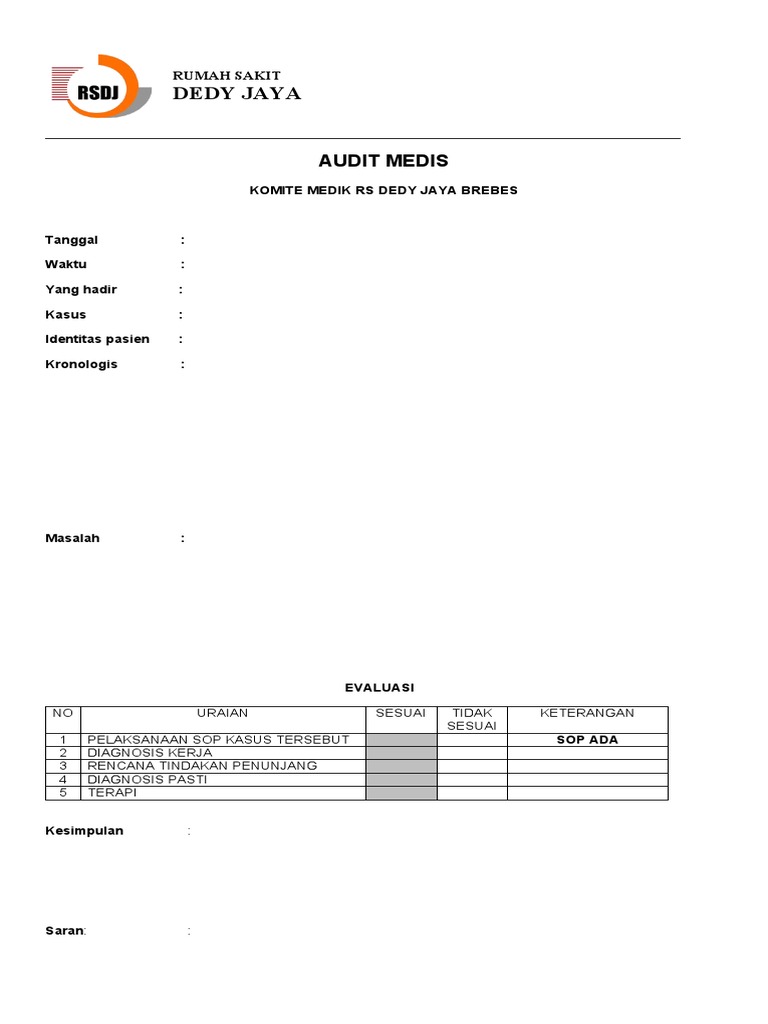 FORMULIR AUDIT MEDIS | PDF