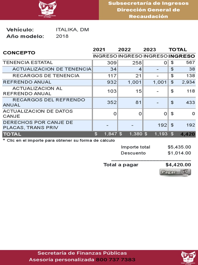 Refrendo Vehicular HIDALGO | PDF | Negocios | Derecho