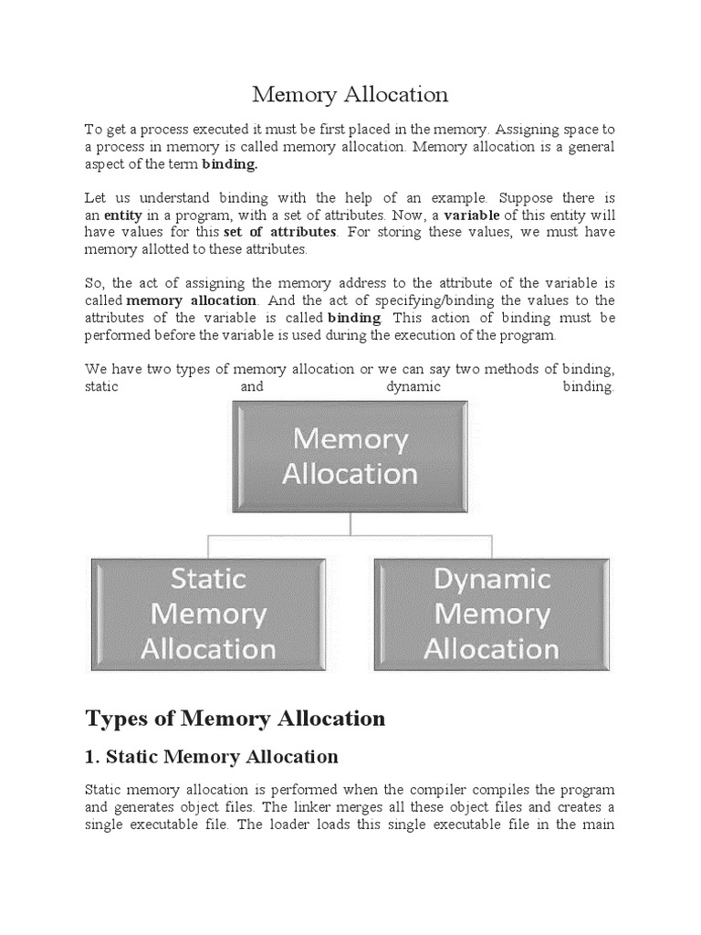 Memory Allocation | PDF | Variable (Computer Science) | Computer Memory