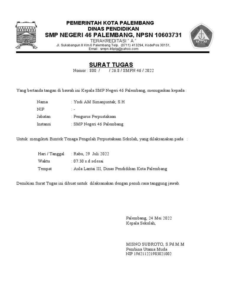 Surat Tugas Guru 2022 | PDF