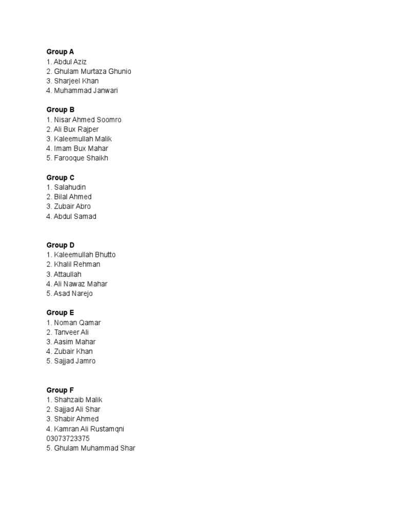 List of Presentation Groups! | PDF