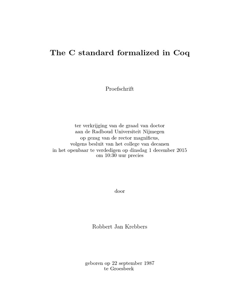 The C Standard Formalized in Coq | PDF | Formal Verification | Pointer (Computer Programming)