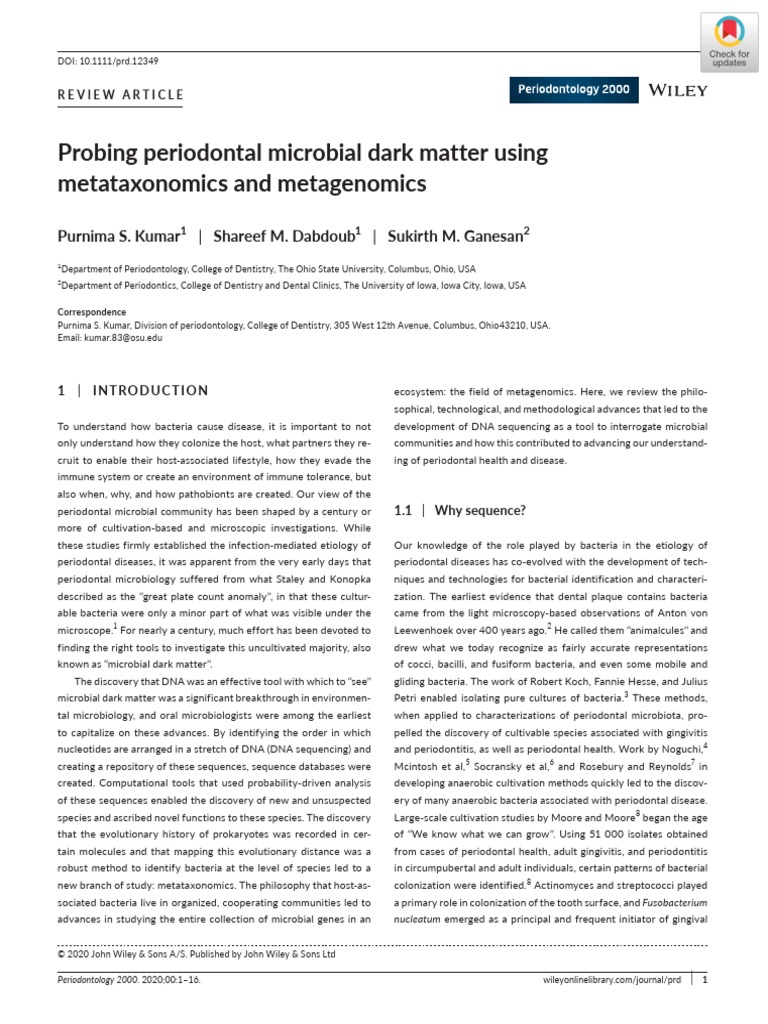 Periodontal Microbial Dark Matter | PDF | Dna Sequencing | Chemistry
