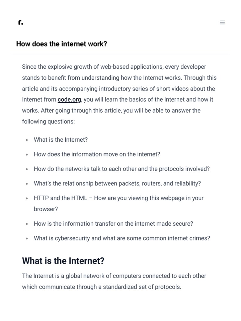 How Does The Internet Work - Roadmap - SH | PDF | Internet | Computer Network