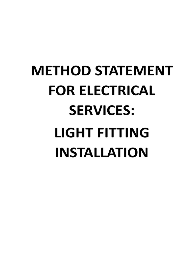 Method Statement For Electrical Services | PDF | Personal Protective Equipment | Electrical ...