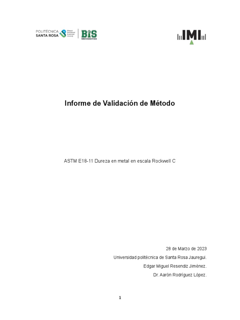 Informe de Validación de Método | PDF | Exactitud y precisión | Medición