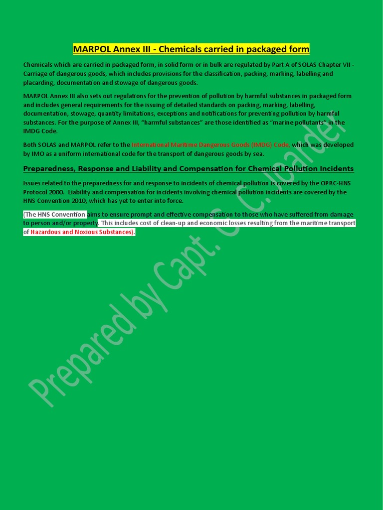 Marpol Annex III | PDF