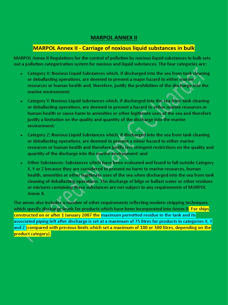 Marpol-Annex Ii | PDF