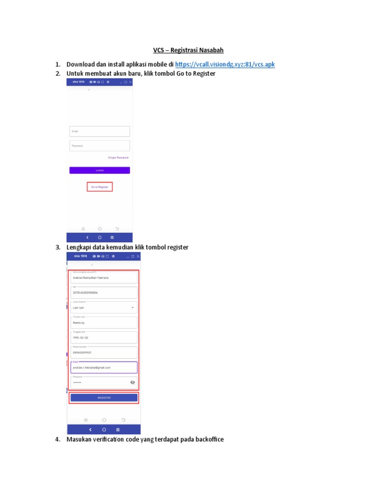 VCS - Registrasi Nasabah | PDF