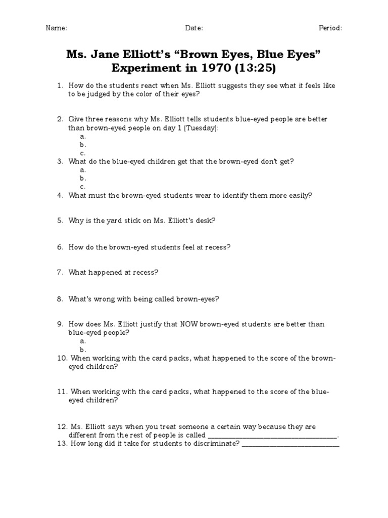 Brown Eyes, Blue Eyes Experiment Analysis | PDF | Self-Improvement