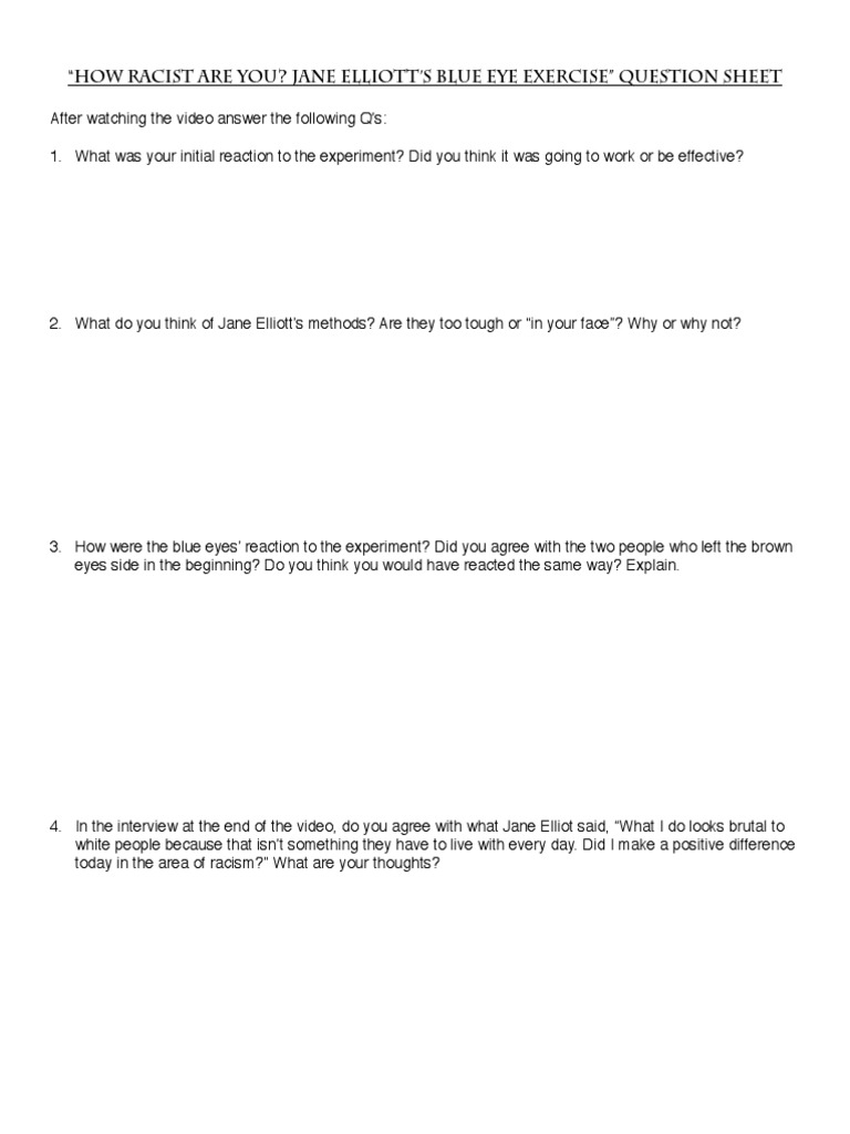 Jane Elliott's Blue Eye Experiment Insights | PDF
