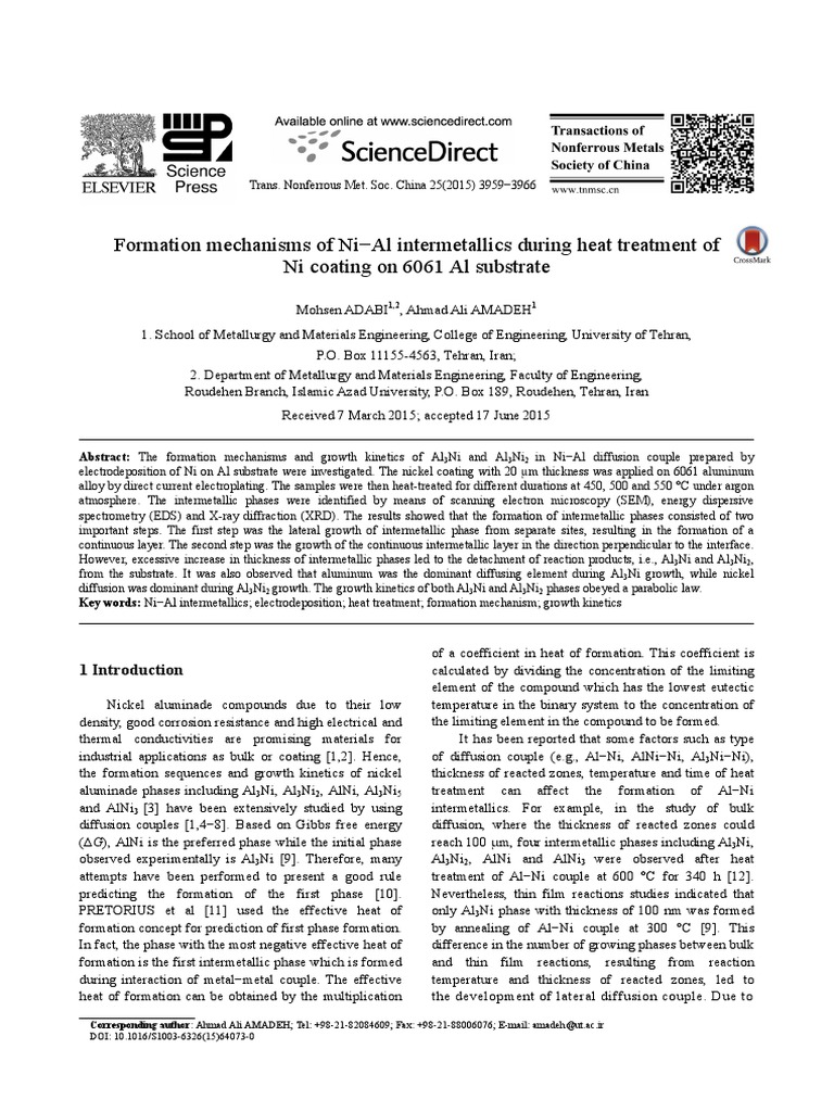 2015-TransNonferrousMetSocChina-Formation Mechanism of Ni-Al Intermetallics During Heat ...
