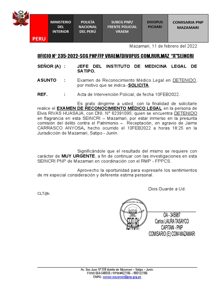 Oficio RML Agraviado | PDF | Eventos políticos | Derecho penal