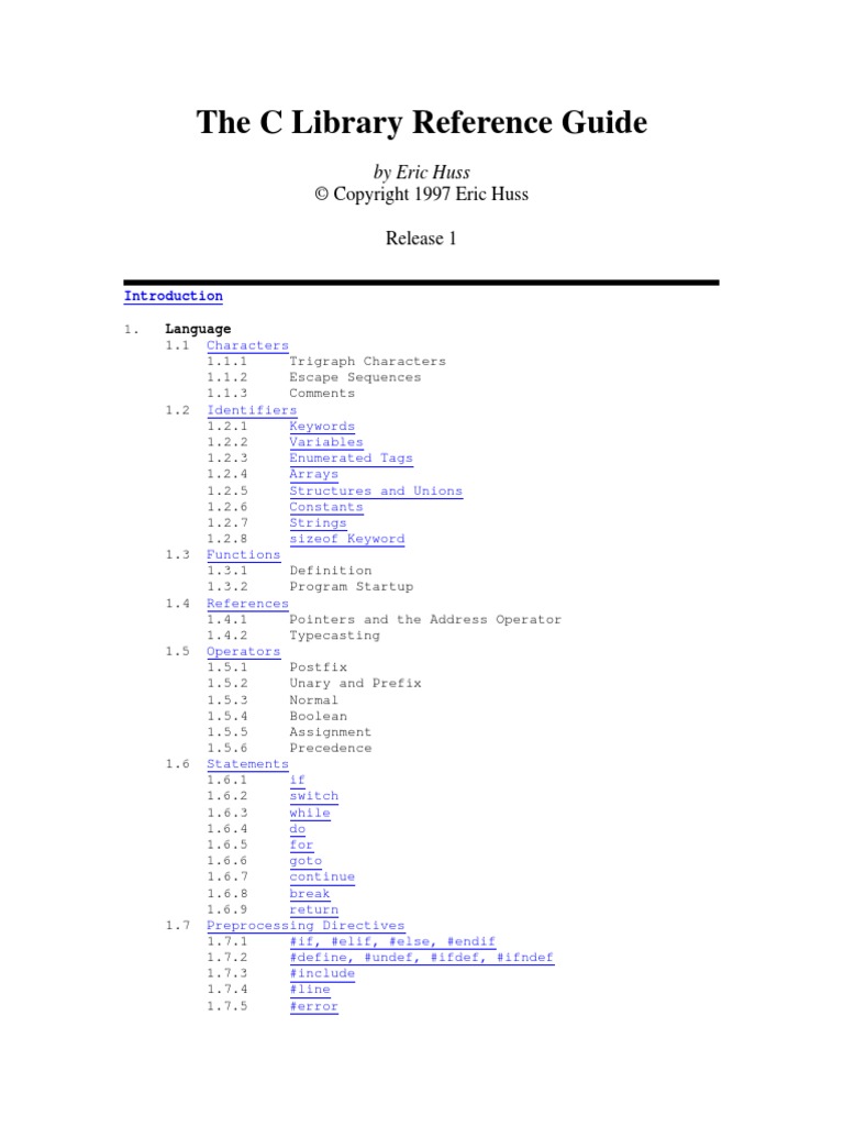 The C Library Reference Guide Pdf Parameter Computer Programming Integer Computer Science