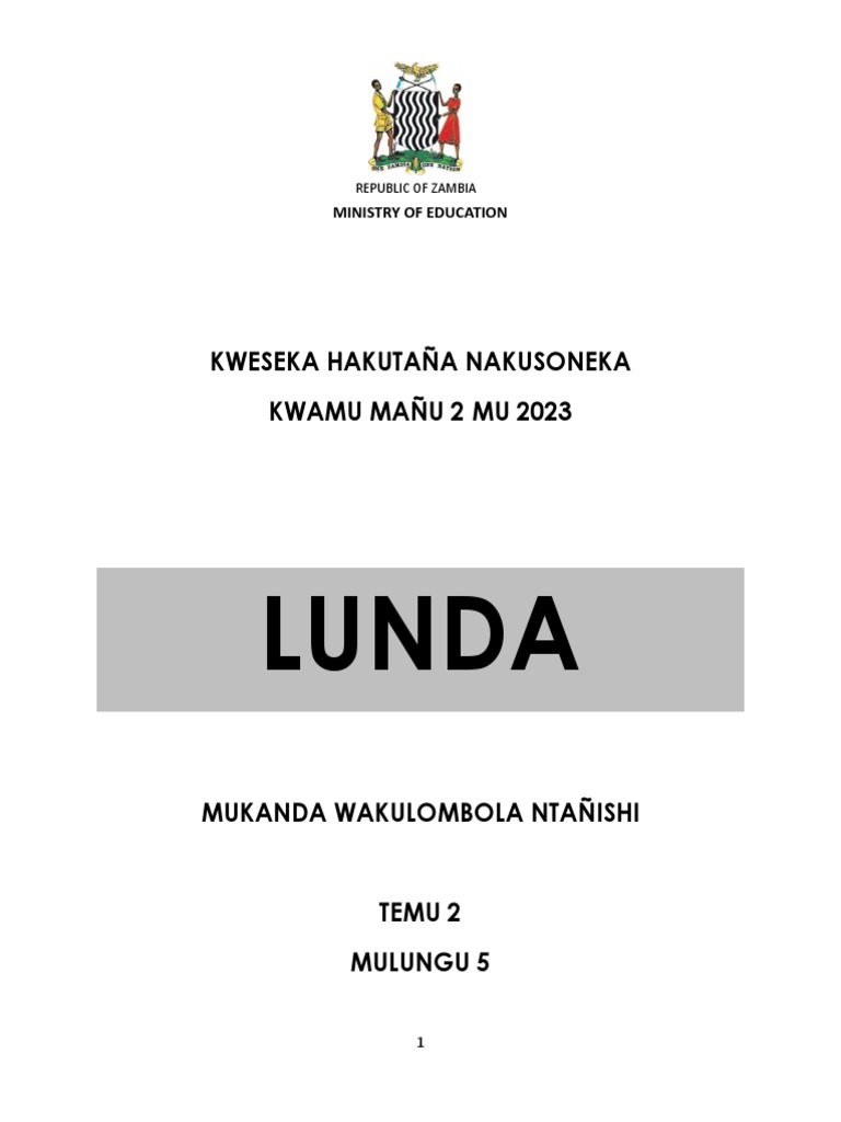 2023 Lunda Grade 2 Term 2 WK 5 Teacher Booklet | PDF | Reading (Process)