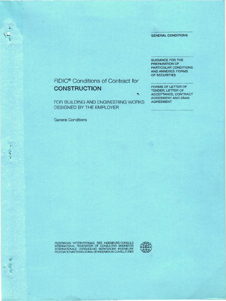 FIDIC@ Conditions of Contract For CONSTRUCTION | PDF | Employment | General Contractor