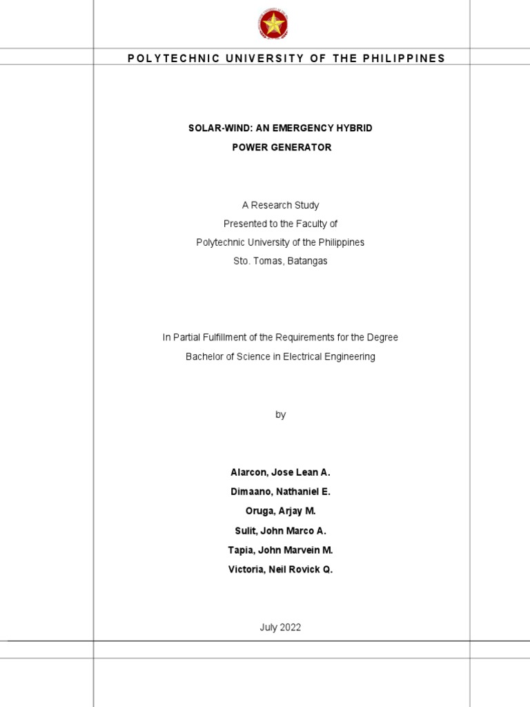 Thesis Final Ver 1 | PDF | Solar Power | Wind Power