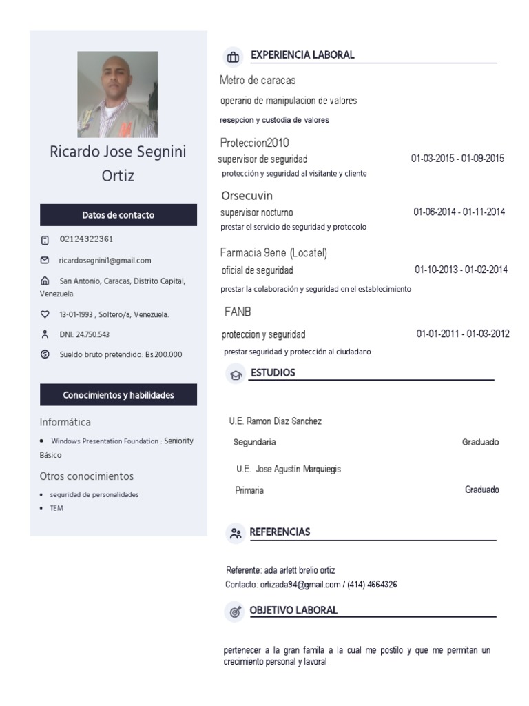 Currículum de Ricardo Segnini en Seguridad | PDF