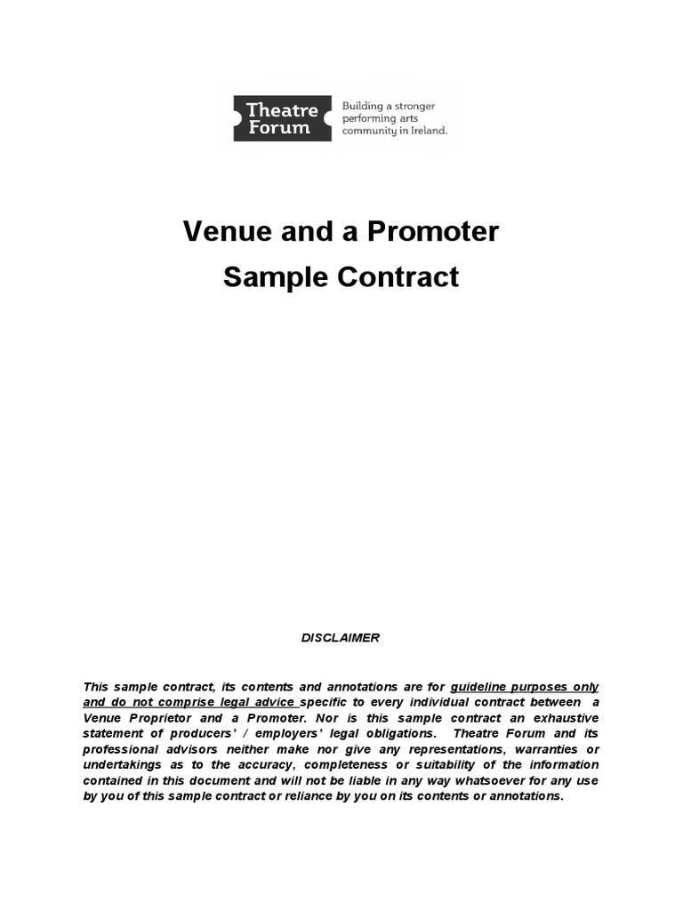 Venue-and-Promoter-TF-Sample-Contract-Final (2) | PDF | Indemnity ...
