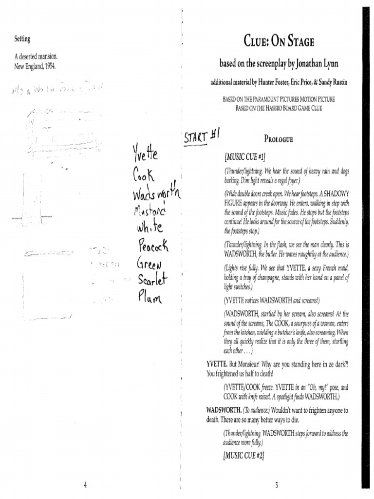 Clue Audition Sides Edited | PDF