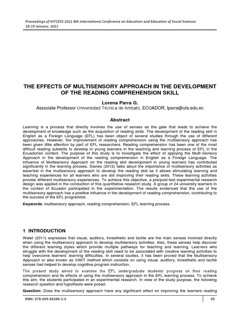 The Effects of Multisensory Approach in The Development of The Reading ...