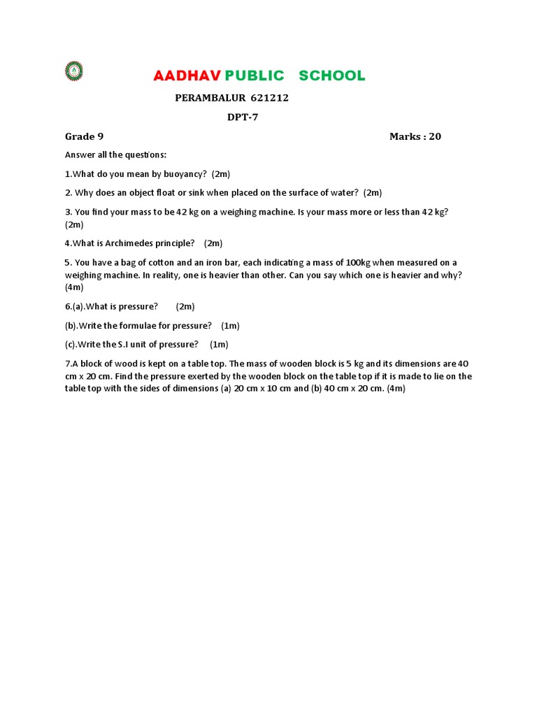 Grade 9 Physics Quiz | PDF