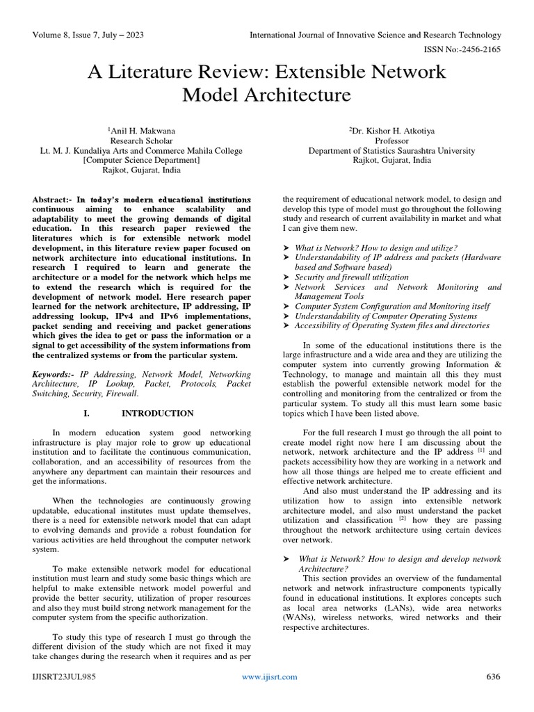 A Literature Review: Extensible Network Model Architecture | PDF | Computer Network | Ip Address