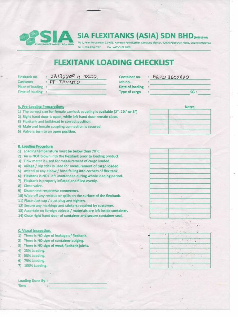 Cheklist Loading | PDF