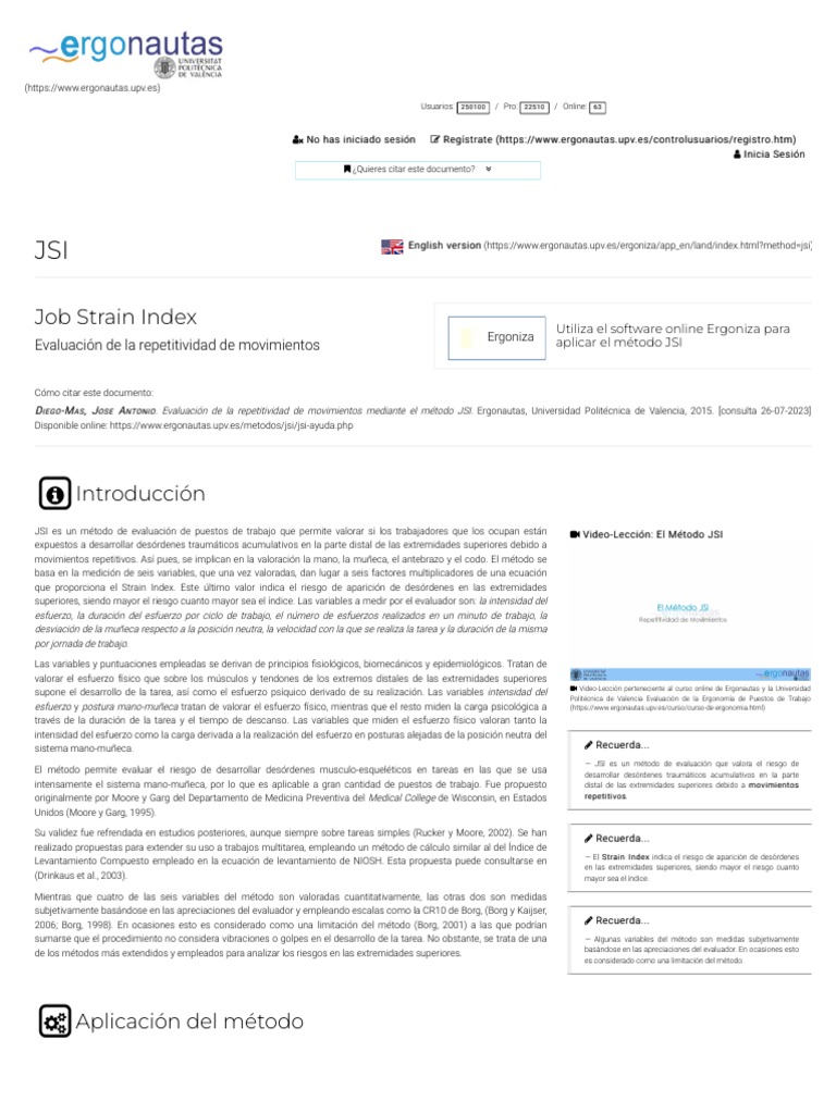 Método JSI - Job Strain Index | PDF