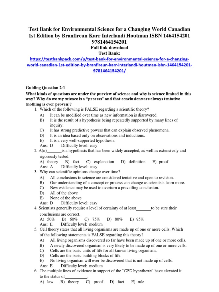 Environmental Science For A Changing World Canadian 1st Edition by ...