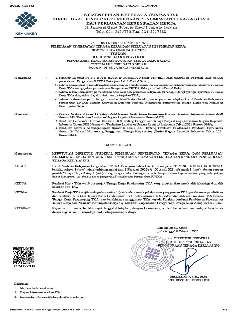 Kementerian Ketenagakerjaan R.I. Direktorat Jenderal Pembinaan ...